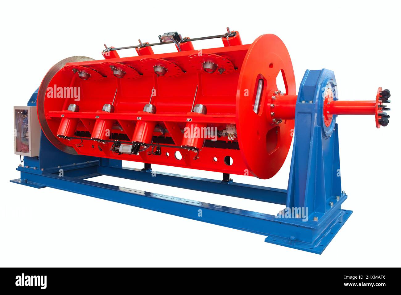 Industrial machine for braiding shielding metal foil on a wire, Making ...