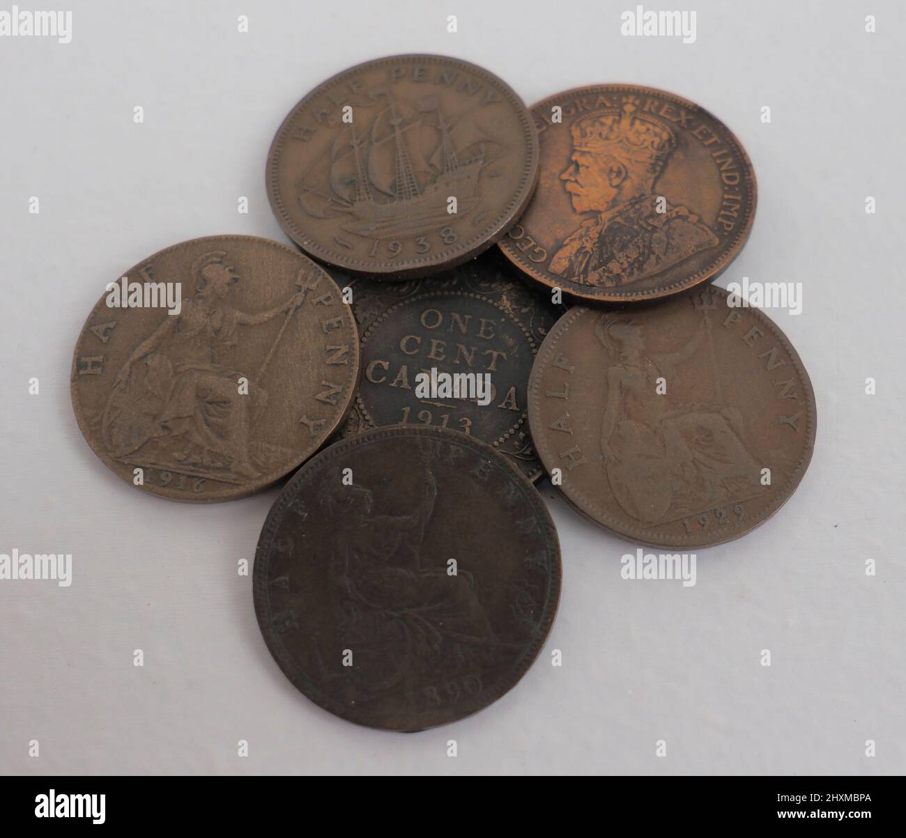 image of assorted British UK & Canadian large copper cents Stock Photo ...