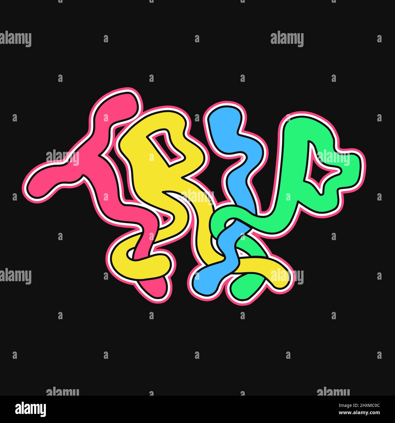 Trip word,trippy psychedelic style letters.Vector hand drawn doodle ...