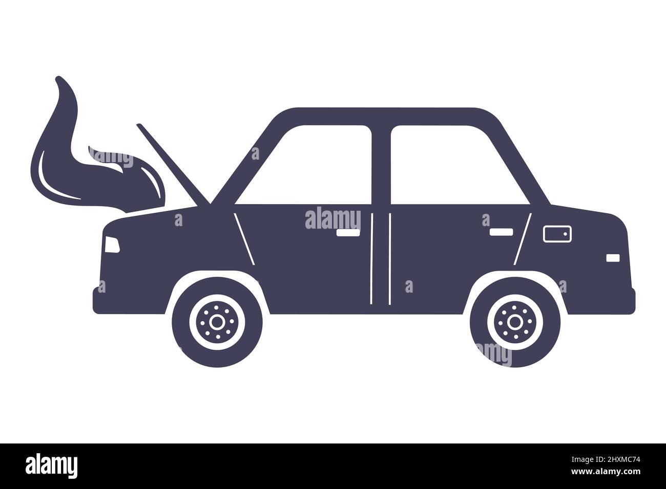 icon open hood of a broken car. flat vector illustration Stock Vector ...
