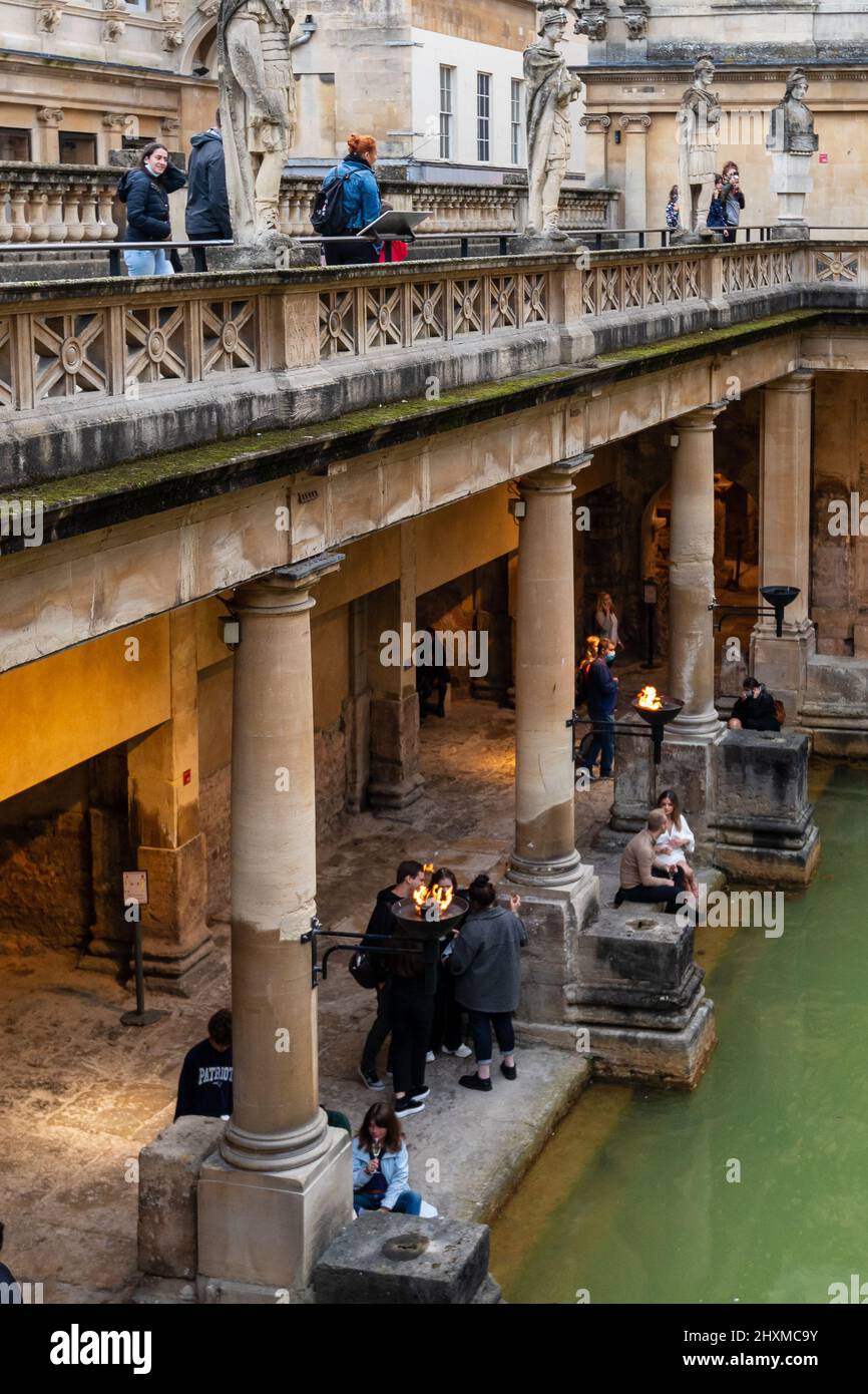 City of Bath, UK. 07-08-2021. Evening sightseeing of restored ancient ...