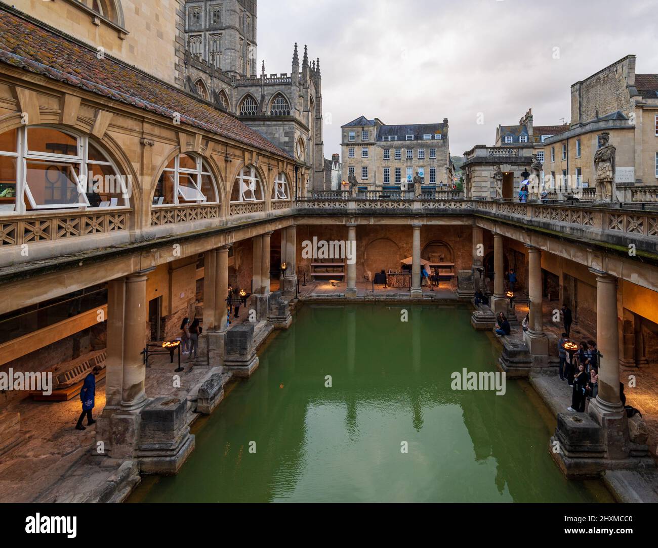 City of Bath, UK. 07-08-2021. Evening sightseeing of restored ancient ...