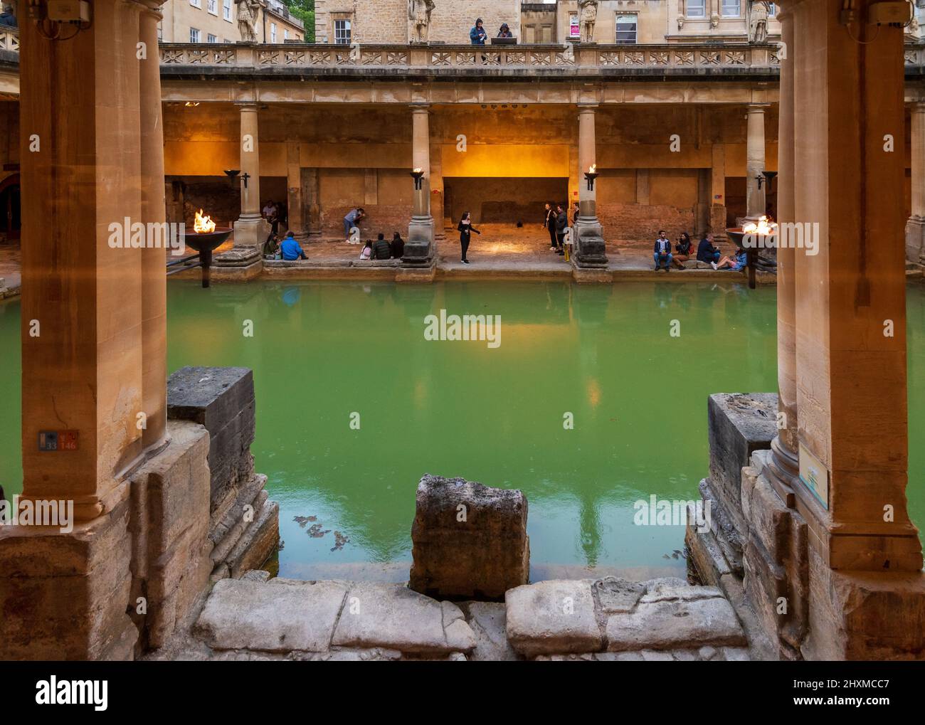 City of Bath, UK. 07-08-2021. Evening sightseeing of restored ancient ...