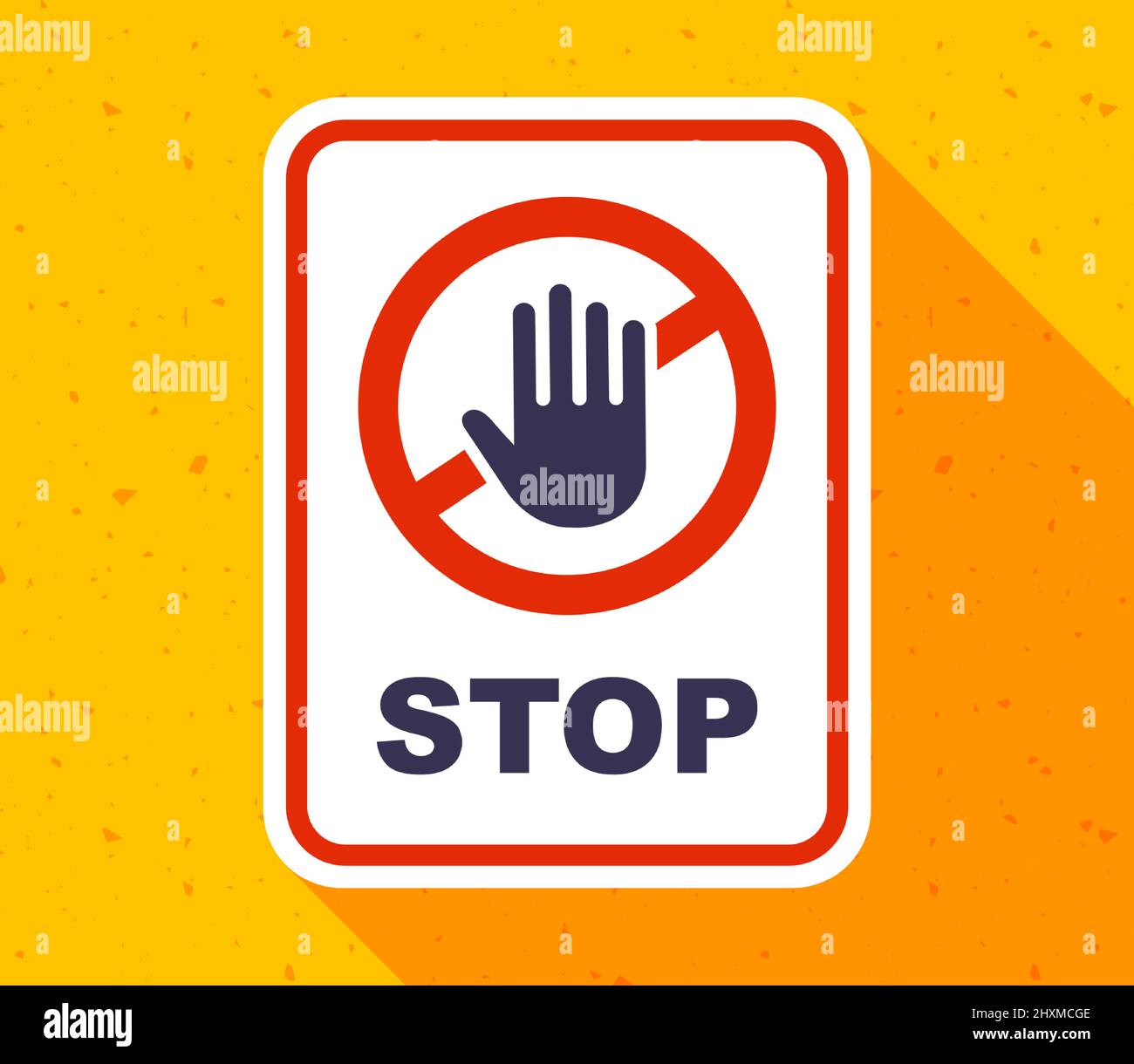 white stop sign sticker. palm gesture indicating stop. flat vector ...