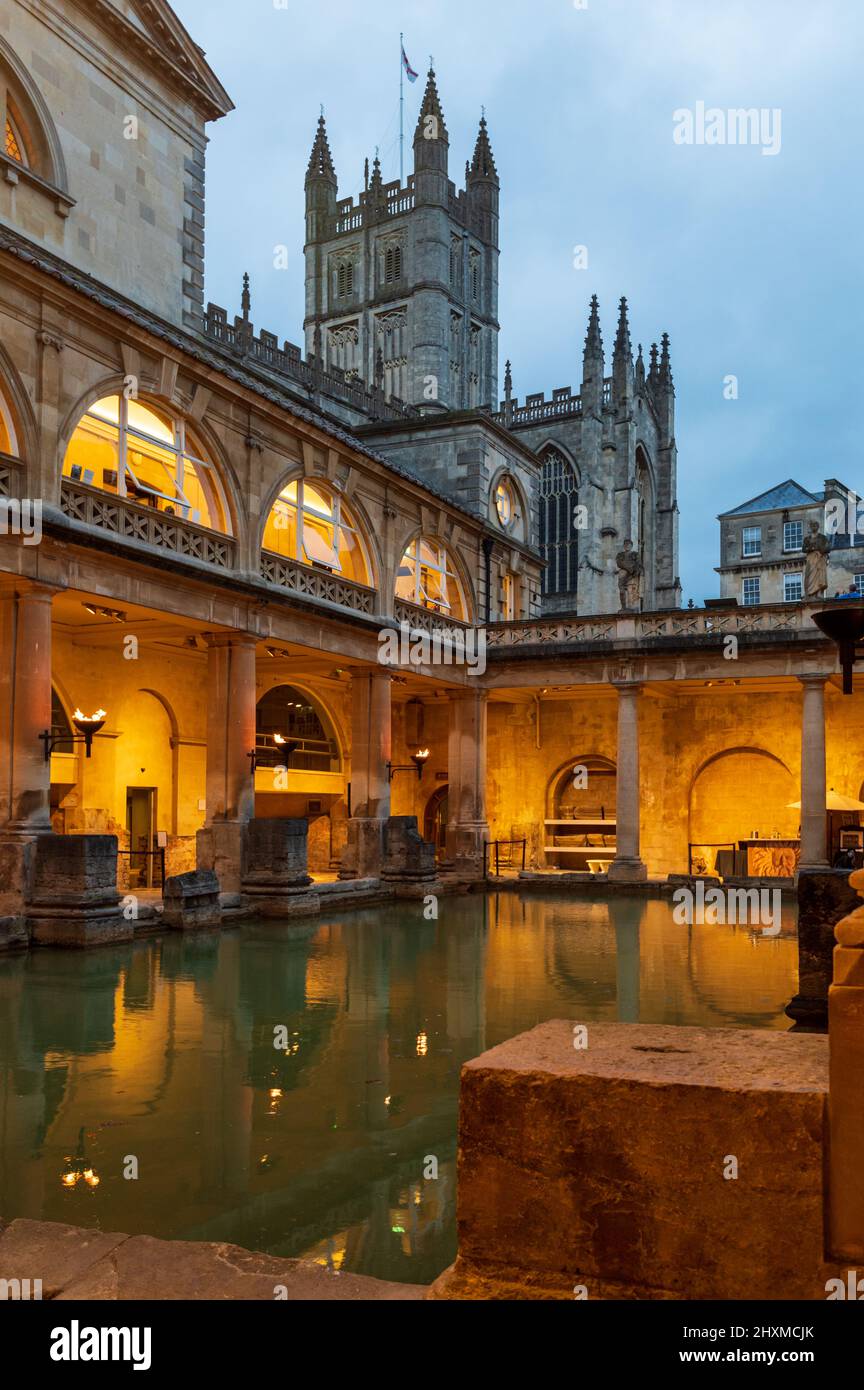 City of Bath, UK. 07-08-2021. Evening sightseeing of restored in ...