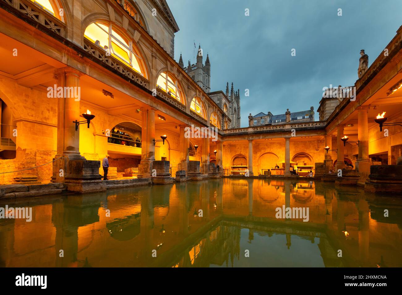 City of Bath, UK. 07-08-2021. Evening sightseeing of restored in ...