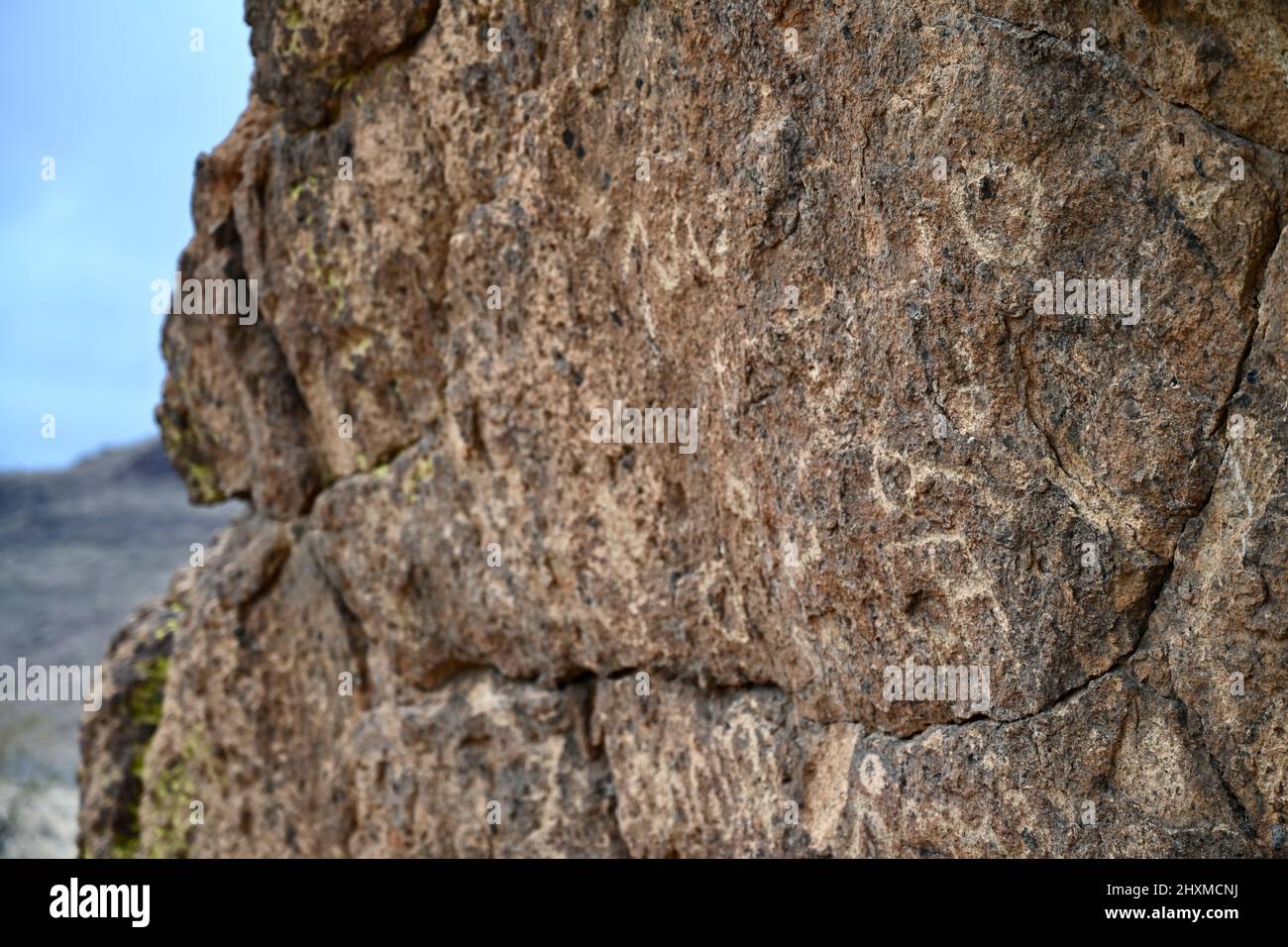 Ancient Native American petroglyphs at an archaeological site called ...