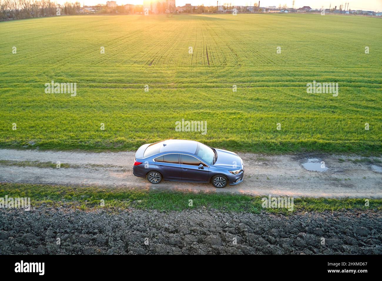 Aerial view sedan car driving hi-res stock photography and images - Alamy