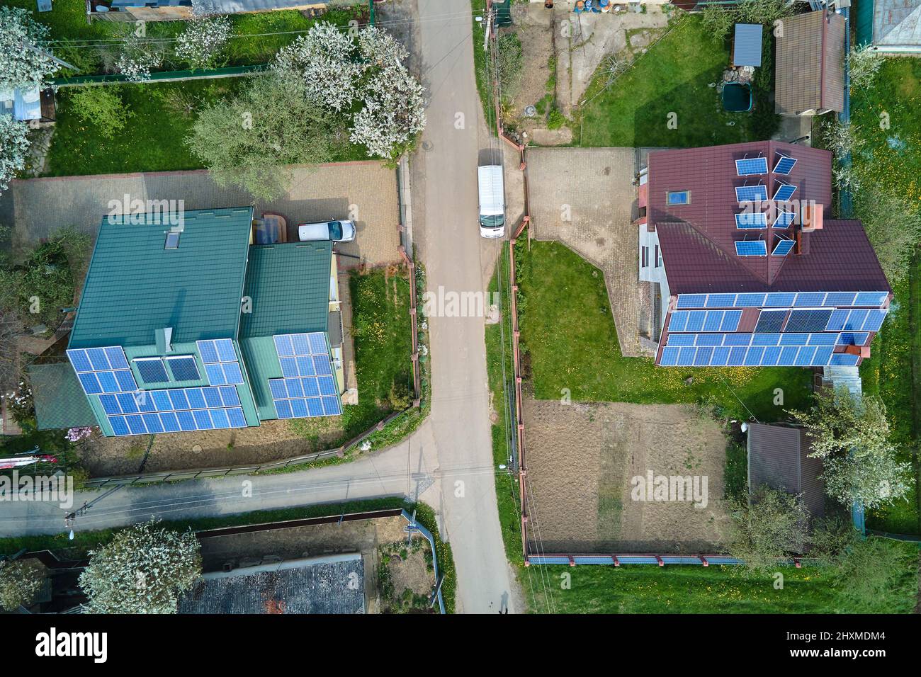 Private home roof covered with solar photovoltaic panels for generating ...