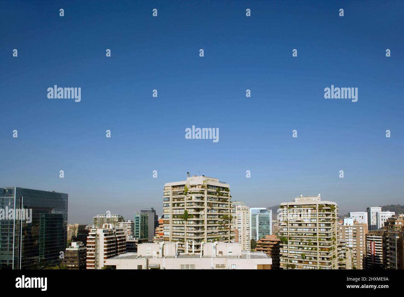 RESIDENTIAL APARTMENT BUILDINGS DOWNTOWN SKYLINE SANTIAGO CHILE Stock ...