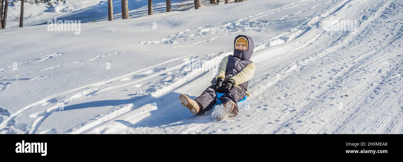 BANNER, LONG FORMAT Happy woman having fun during rolling down the ...