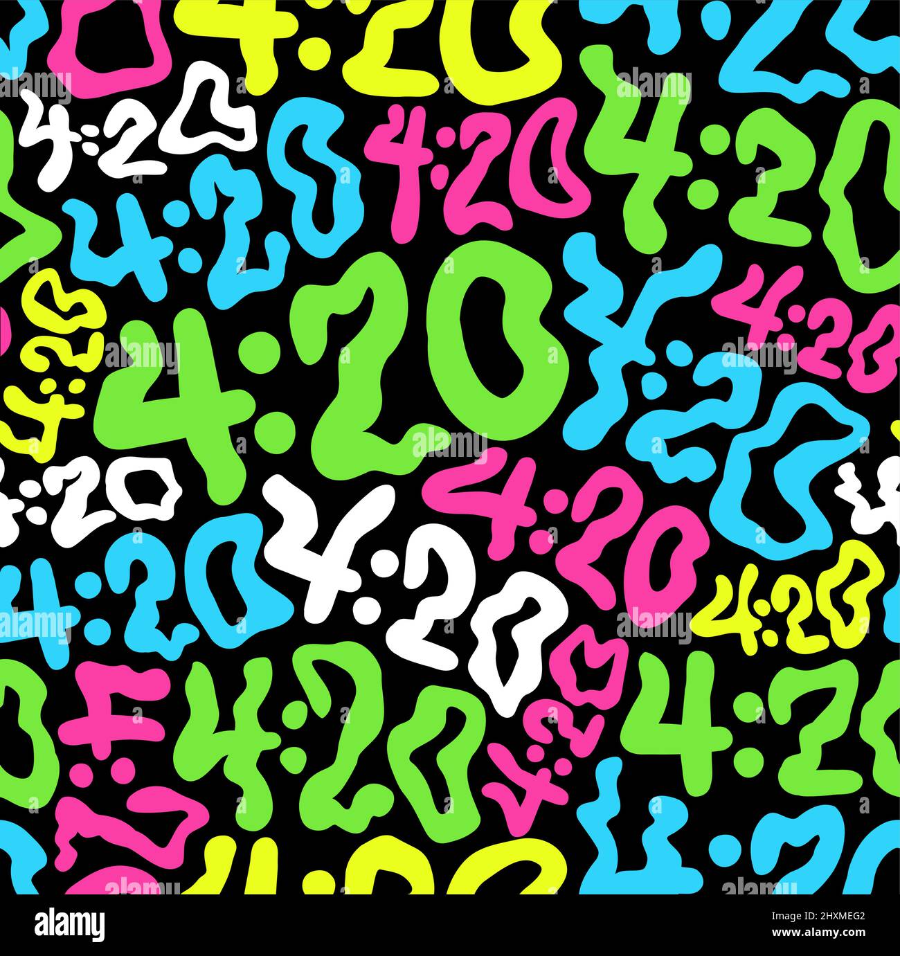 Deformed wavy 420 number seamless pattern wallpaper.Vector graphic ...
