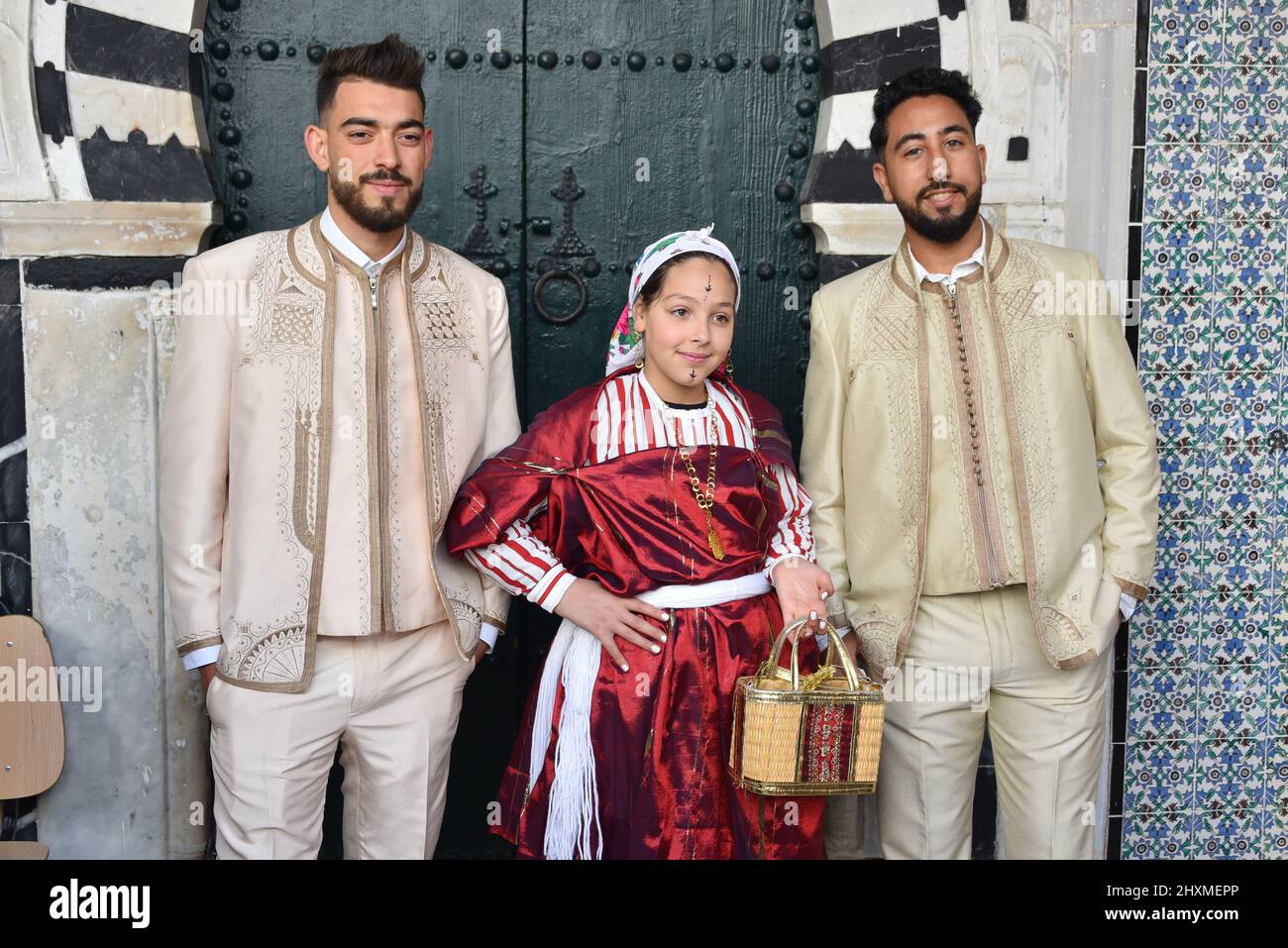 Tunis, Tunisia, March 13, 2022. People wearing traditional clothing ...