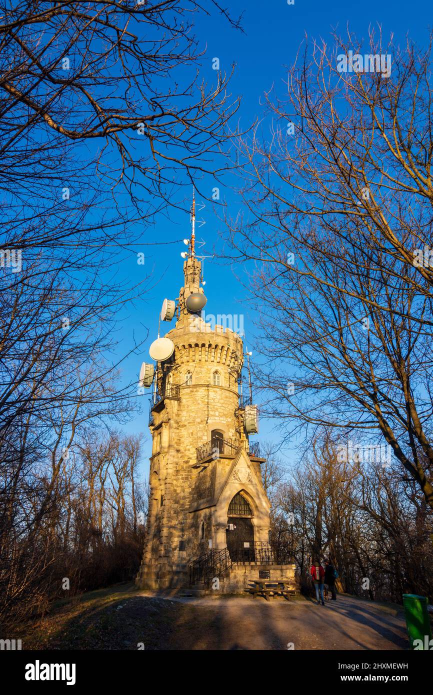 Wien, Vienna: observation tower Habsburgwarte on the mountain ...
