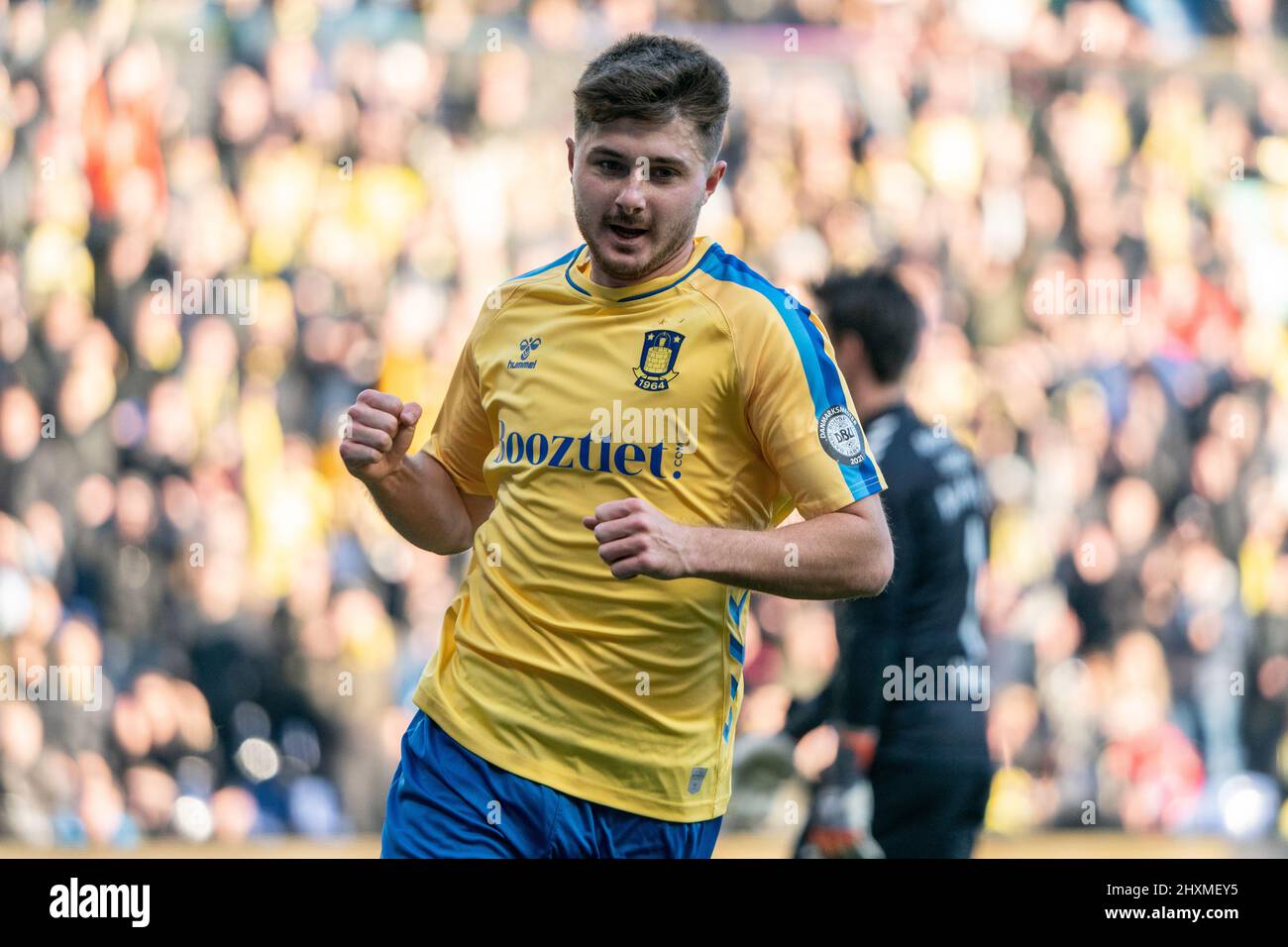 Brondby, Denmark. 13th Mar, 2022. Marko Divkovic (24) of Broendby IF scores for 1-0 during the ...