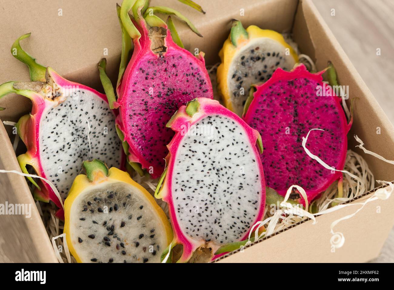 Fresh ripe organic dragon fruit or pitaya, pitahaya. Exotic fruits ...