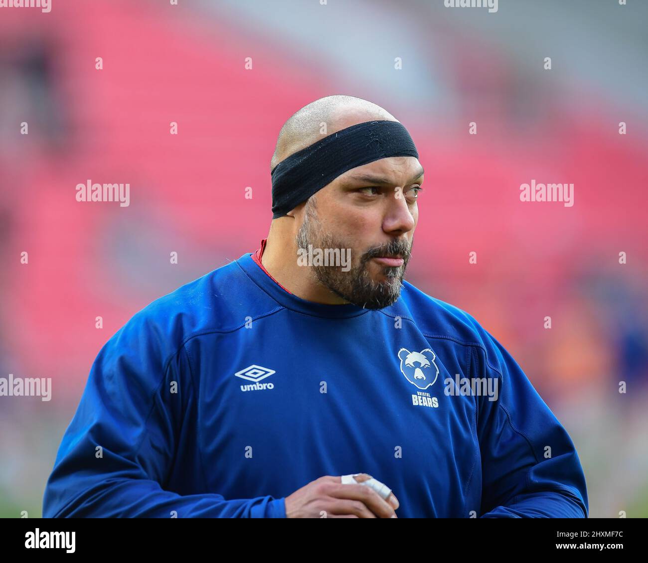 John Afoa of Rugby Bristol Bears, during the pre-game warmup Stock ...