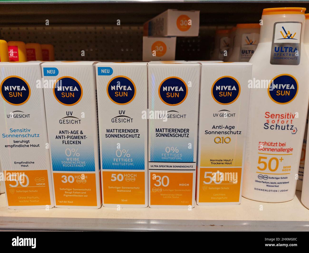 Nivea suncream boxes in a supermarket Stock Photo - Alamy