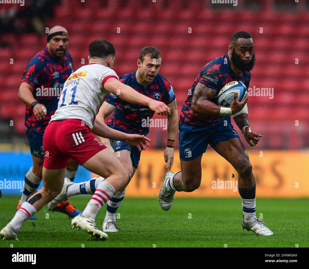Semi Radradra of Rugby Bristol Bears, in action during the game Stock ...