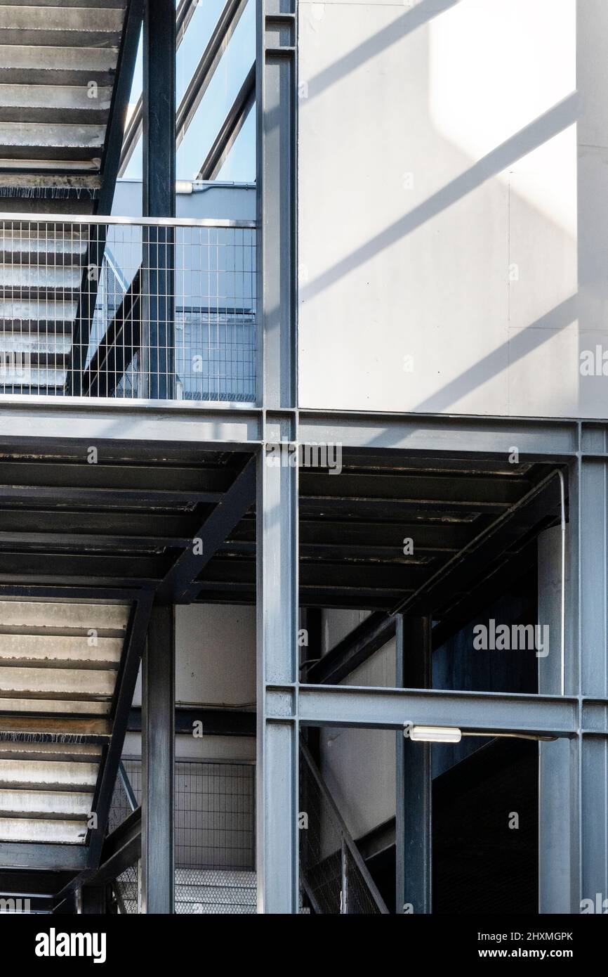 Metal staircase in an industrial construction with welded beams Stock ...