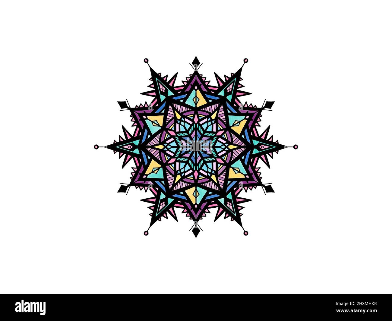 pastel colored snowflake illustration Stock Photo - Alamy