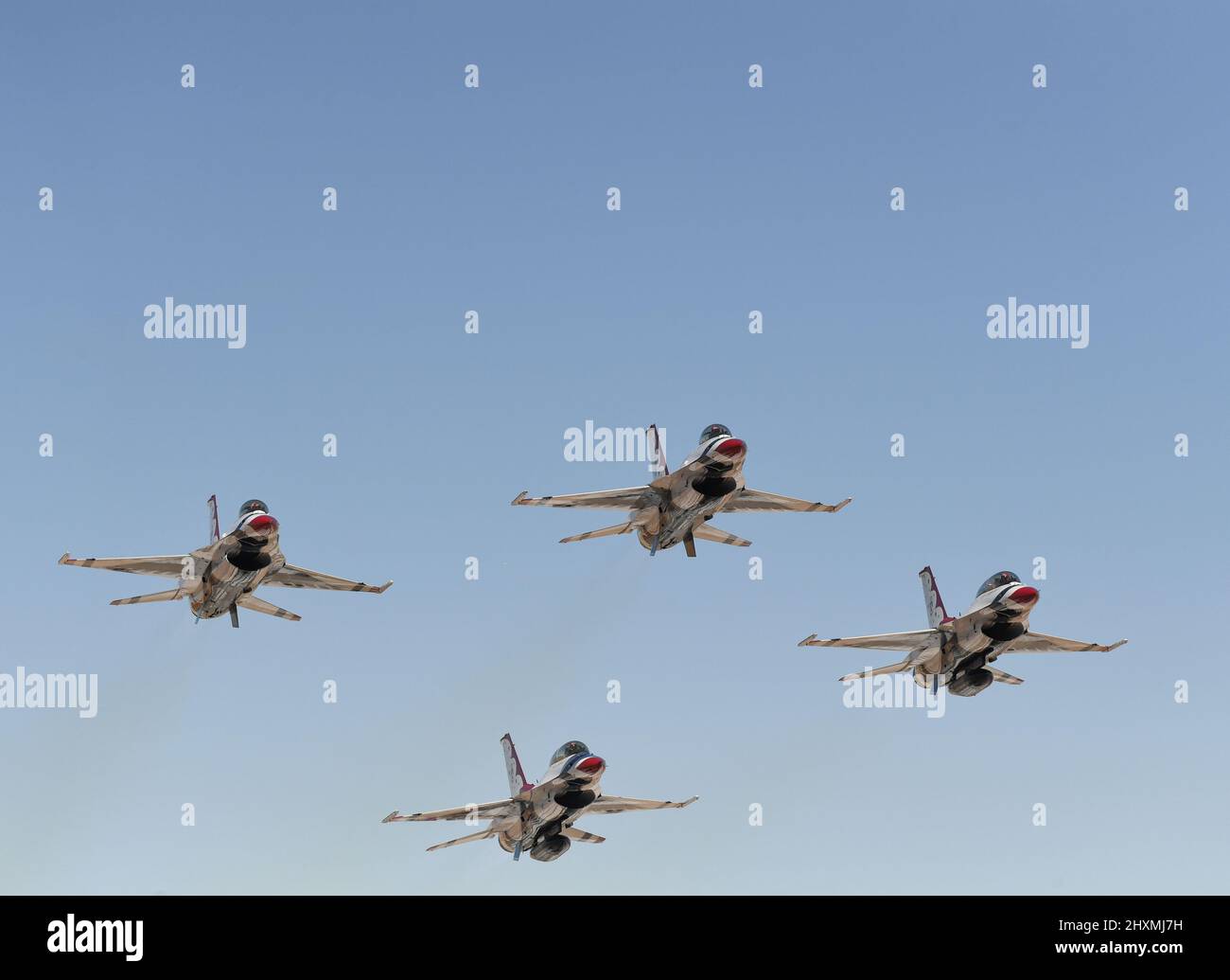 United States Air Force Thunderbirds Diamond takeoff during winter ...