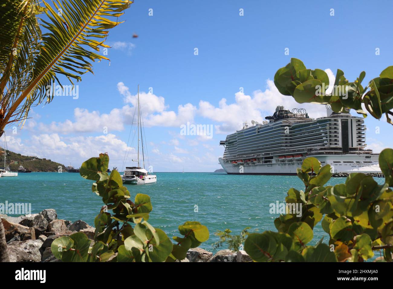MSC Seaview Cruise ship berthed in the British Virgin Islands in the ...