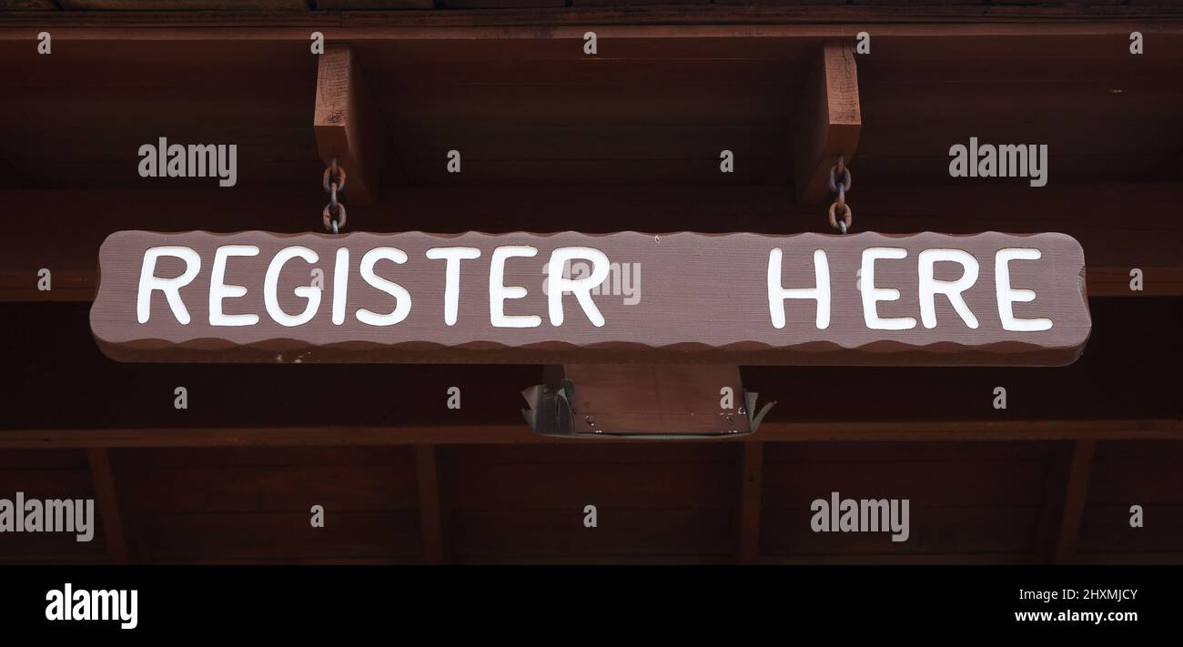Register Sign in the park Stock Photo - Alamy