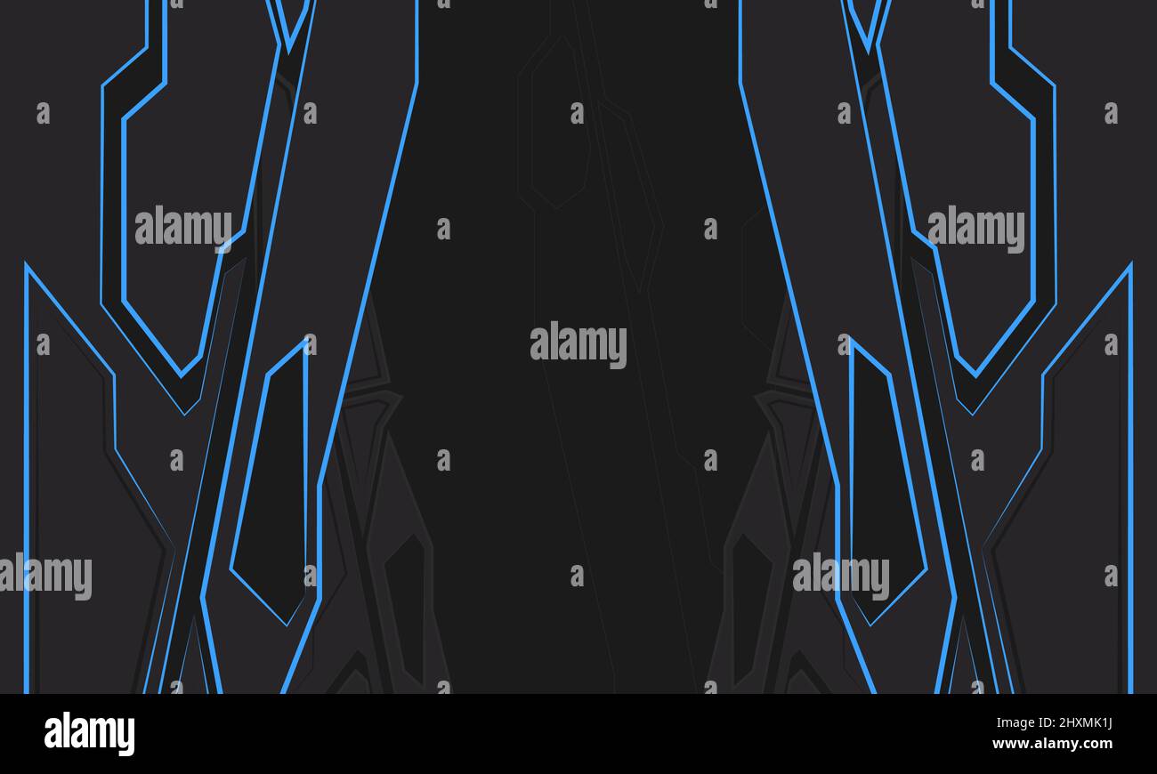 Technology black and blue futuristic gaming abstract background. Flat ...