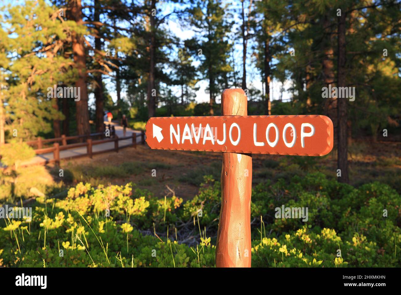 Navajo Loop Trail Sign in Bryce Canyon National Park, Utah-USA Stock ...