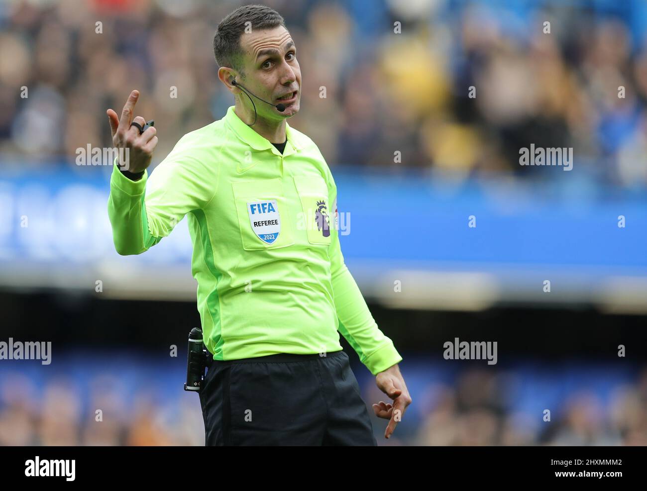 London, England, 13th March 2022. Referee David Coote during the ...