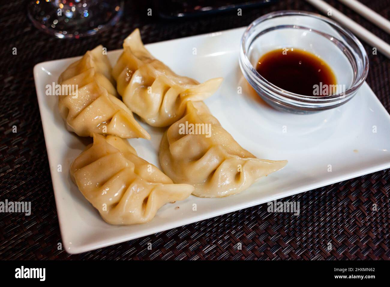 Japanese steamed dumplings gyoza Stock Photo - Alamy