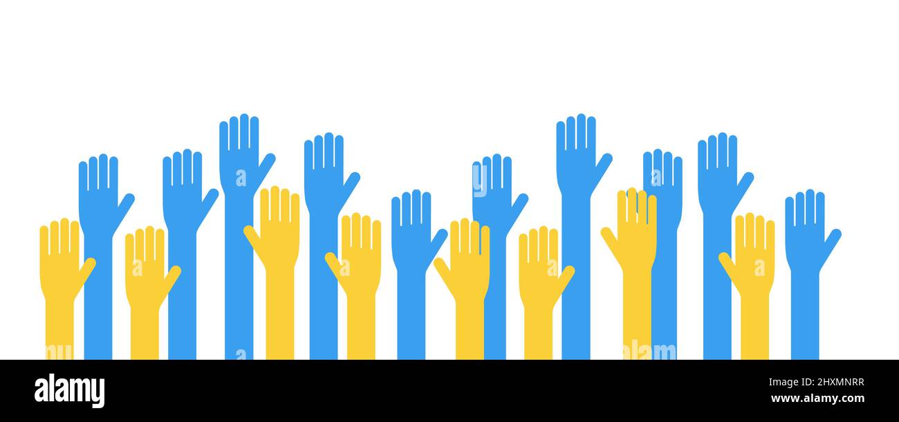 Help Ukraine no war concept with hands of Various people. Symbol of ...