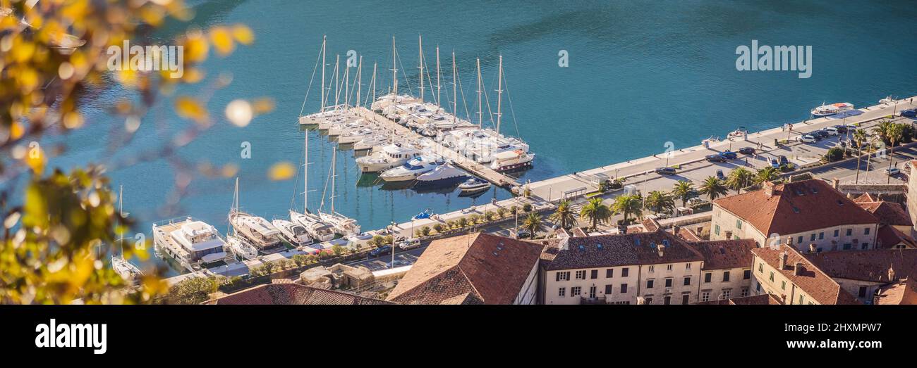 BANNER, LONG FORMAT Old city. Kotor. Montenegro. Narrow streets and old ...