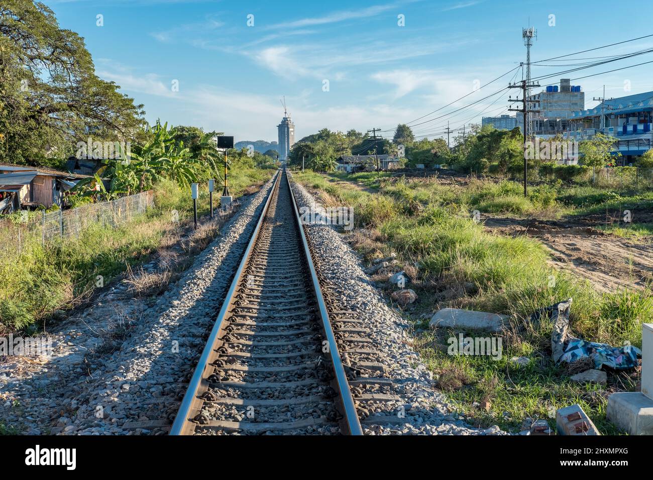 Railroad passing through Hua Hin, Thailand in southern direction Stock ...