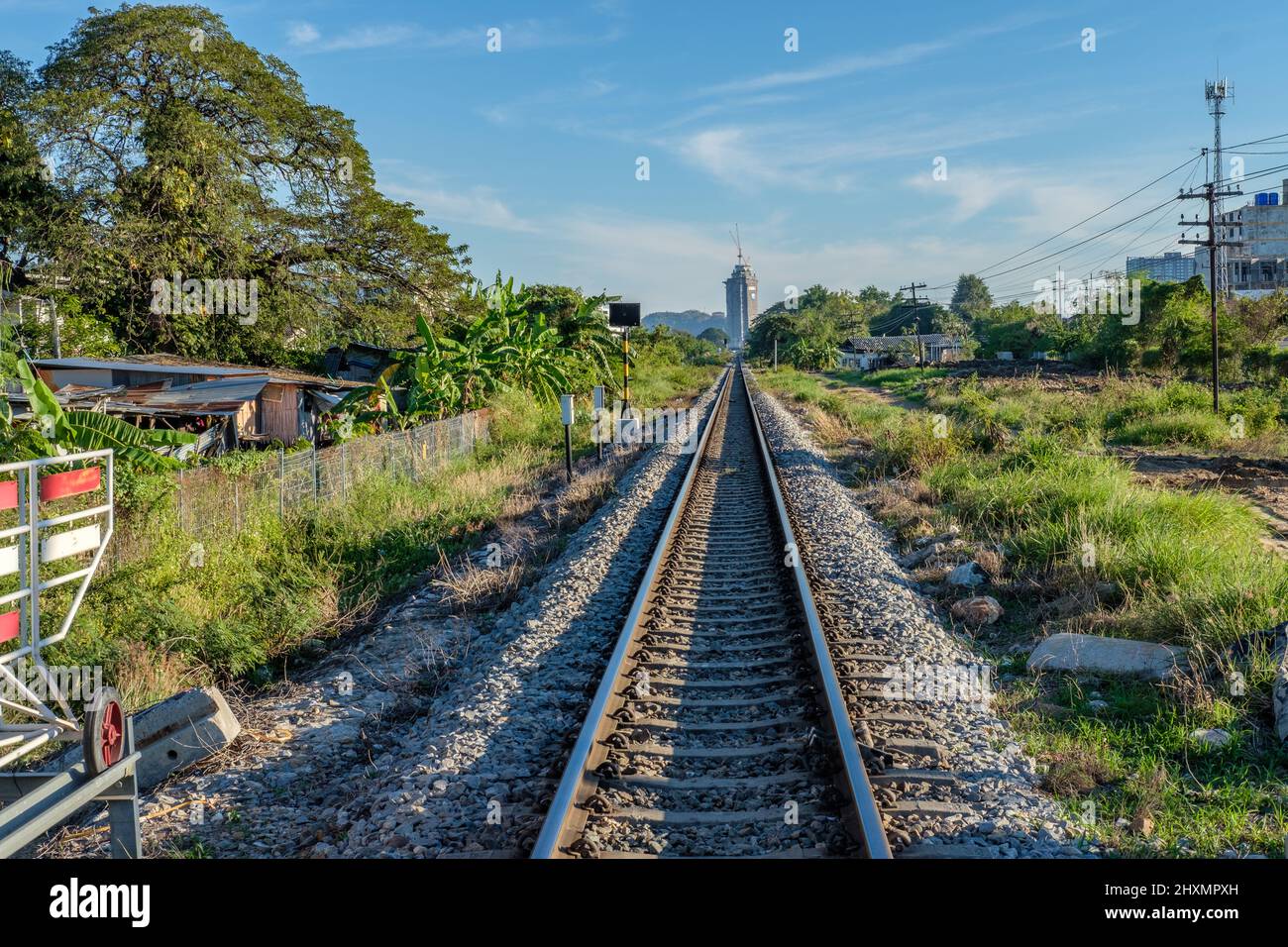 Railroad passing through Hua Hin, Thailand in southern direction Stock ...
