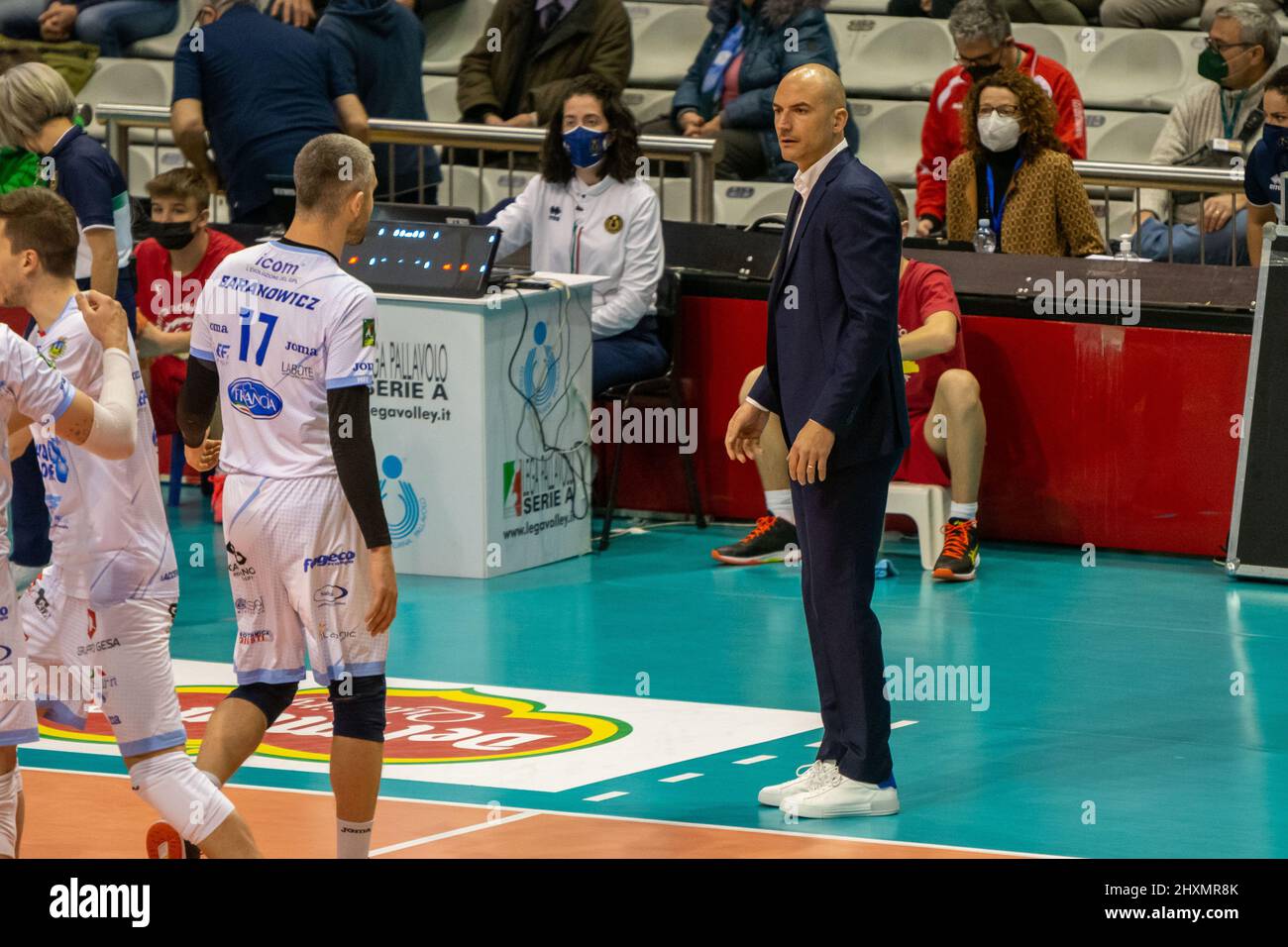 Pala De Andre, Ravenna, Italy, March 13, 2022, Fabio Soli head coach Cisterna during Consar ...