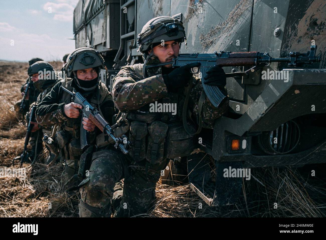 Slovakian soldiers, assigned to the 3rd Company, 22nd Mechanized ...