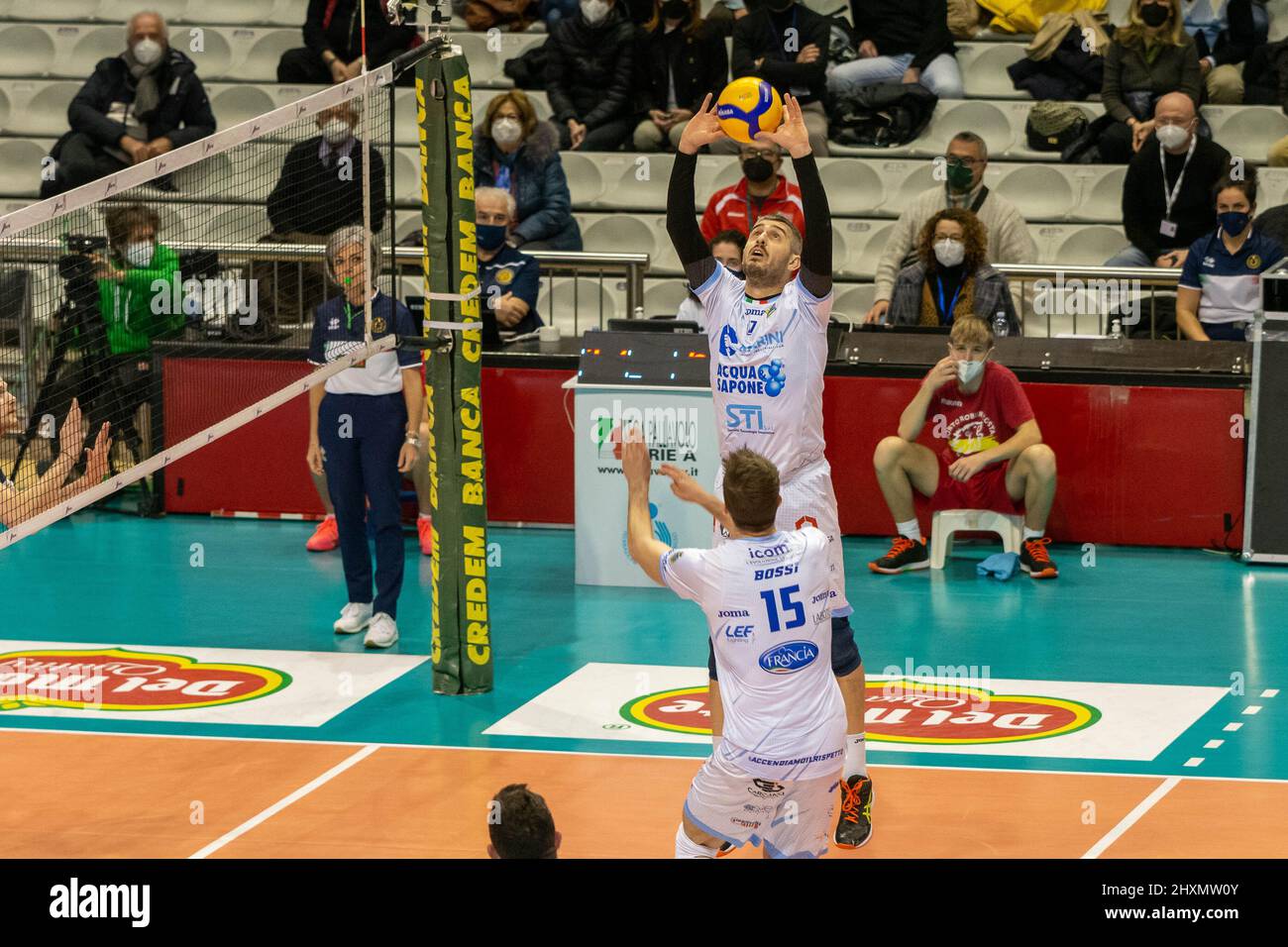 Pala De Andre, Ravenna, Italy, March 13, 2022, Michele Baranowicz (Cisterna) sets during Consar ...