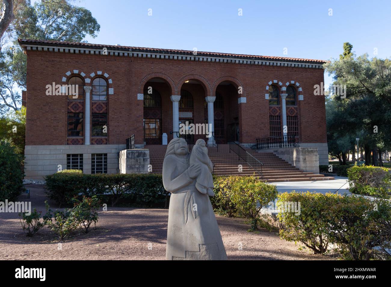 Statue in front of a museum on the campus of the University of Arizona ...