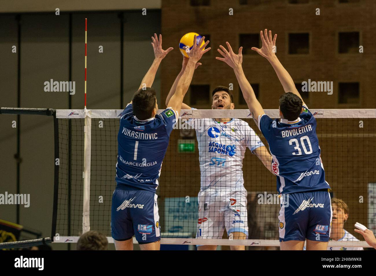 Pala De Andre, Ravenna, Italy, March 13, 2022, Petar Dirlic (Cisterna) spikes during Consar ...