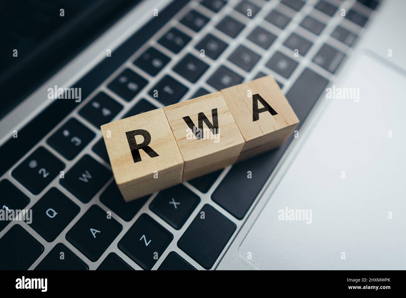 Concept Risk weighted asset or RWA. business acronym. Cubes with ...