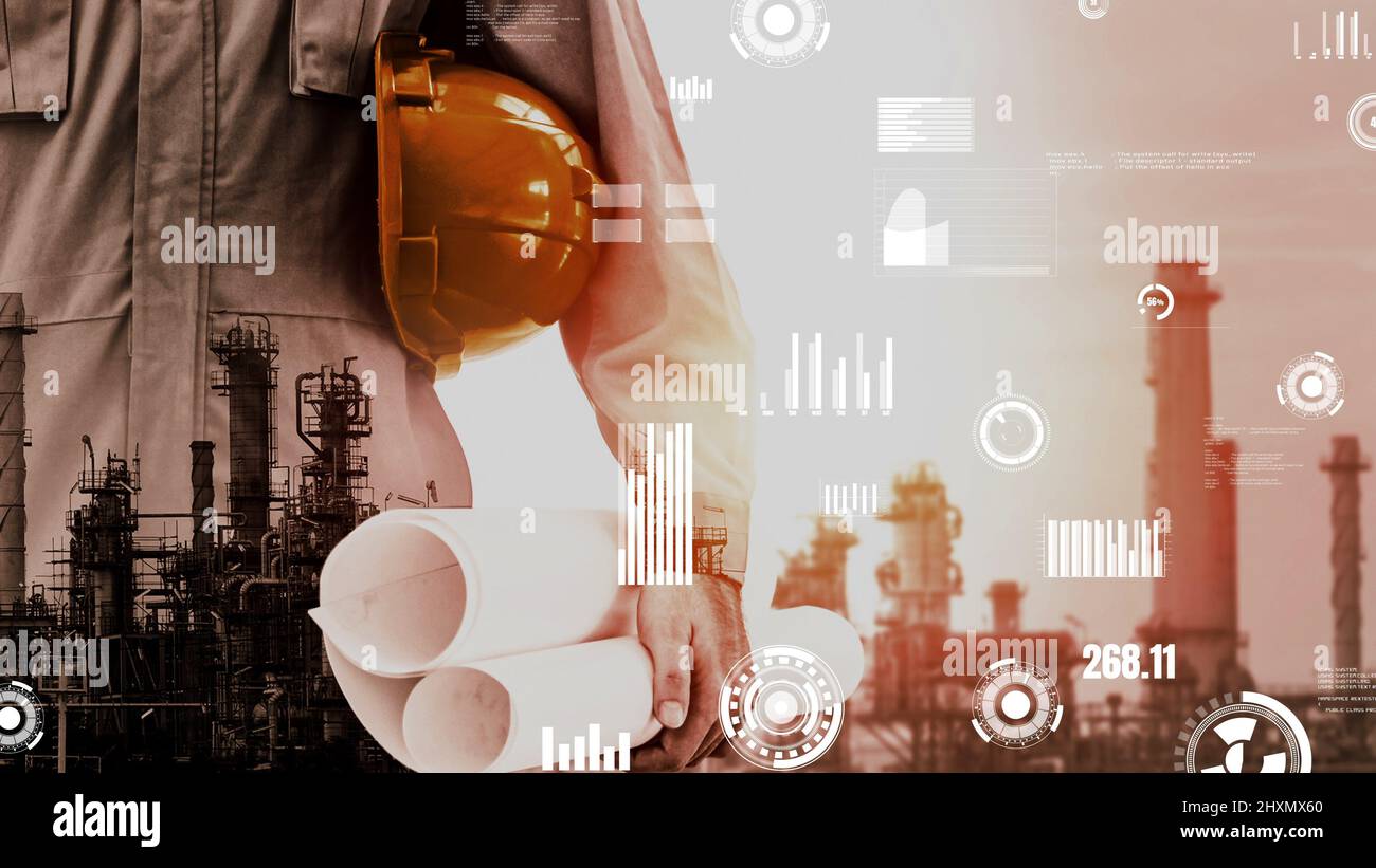 Future factory plant and inventive energy industry concept in creative ...