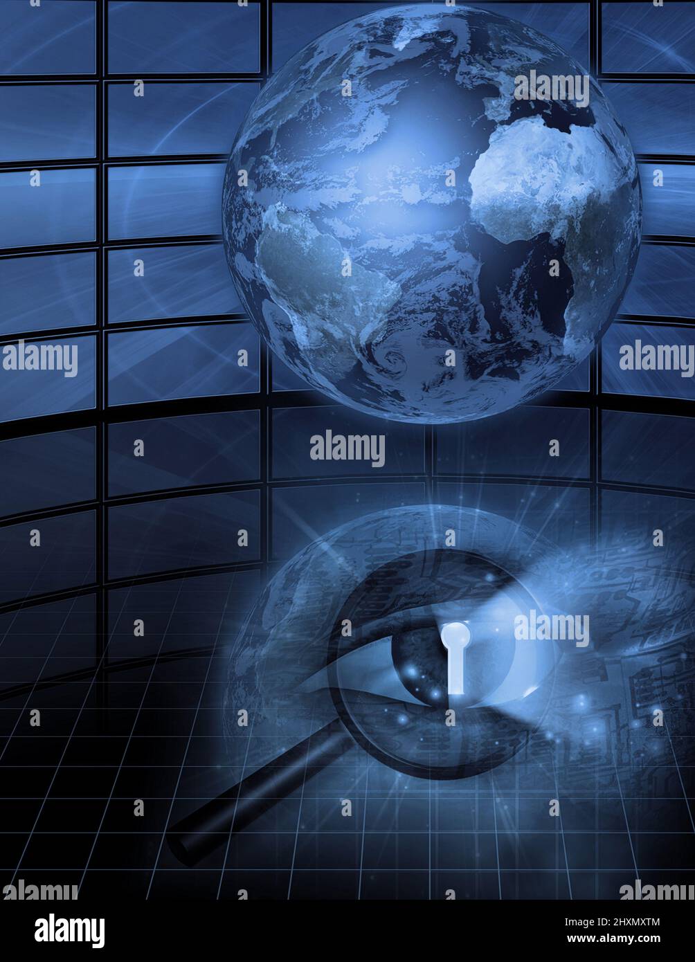 High Resolution Computer Search and Security. 3D rendering Stock Photo ...