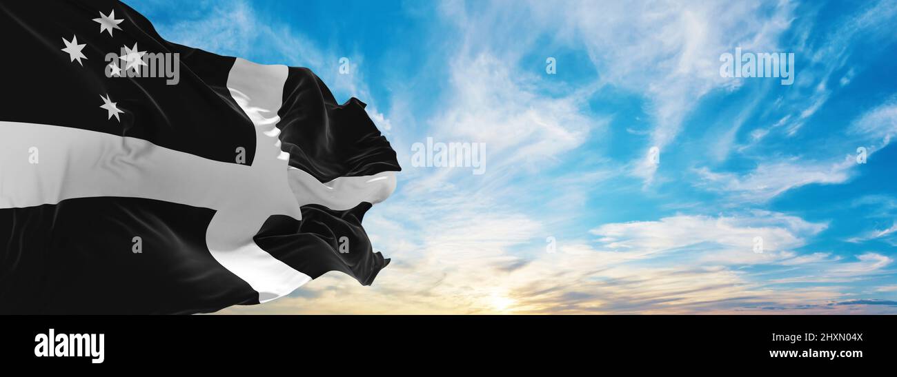 flag of Australian Cornish heritage , Australia at cloudy sky ...