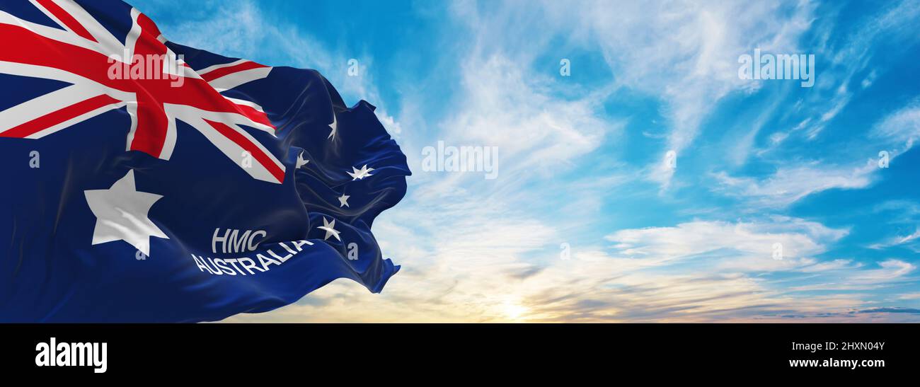 flag of Australian Customs 1903 1904 , Australia at cloudy sky ...