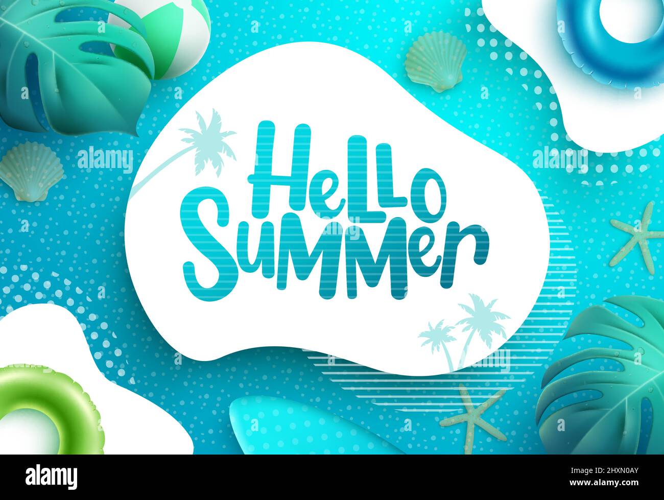 Summer vector template design. Hello summer text in abstract space with ...