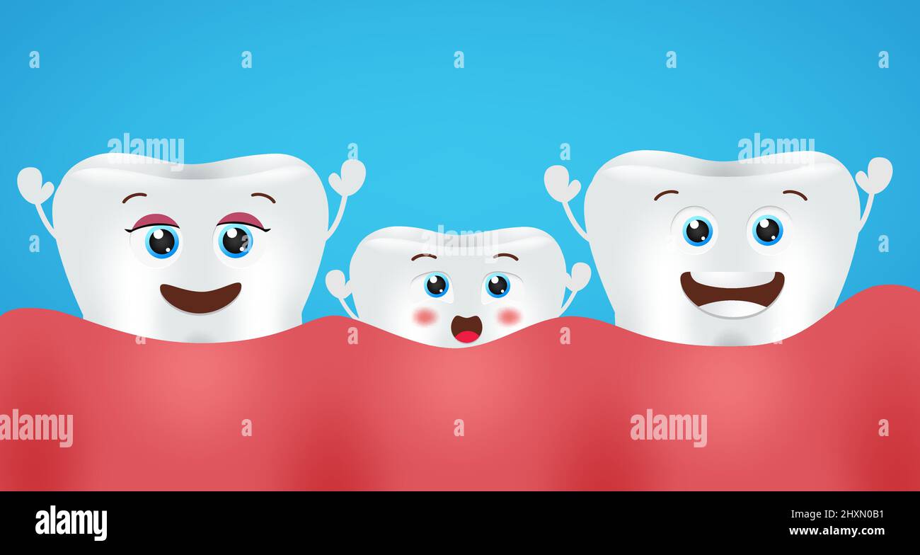 Tooth family emoji vector design. Happy teeth family of mommy, daddy ...