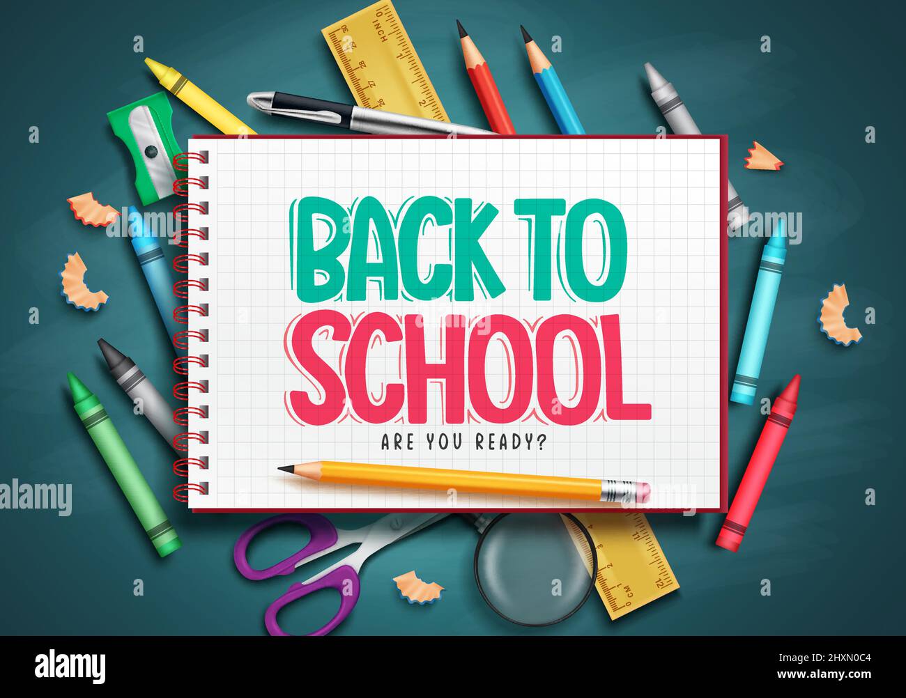 Back to school vector concept design. Back to school text in notebook ...