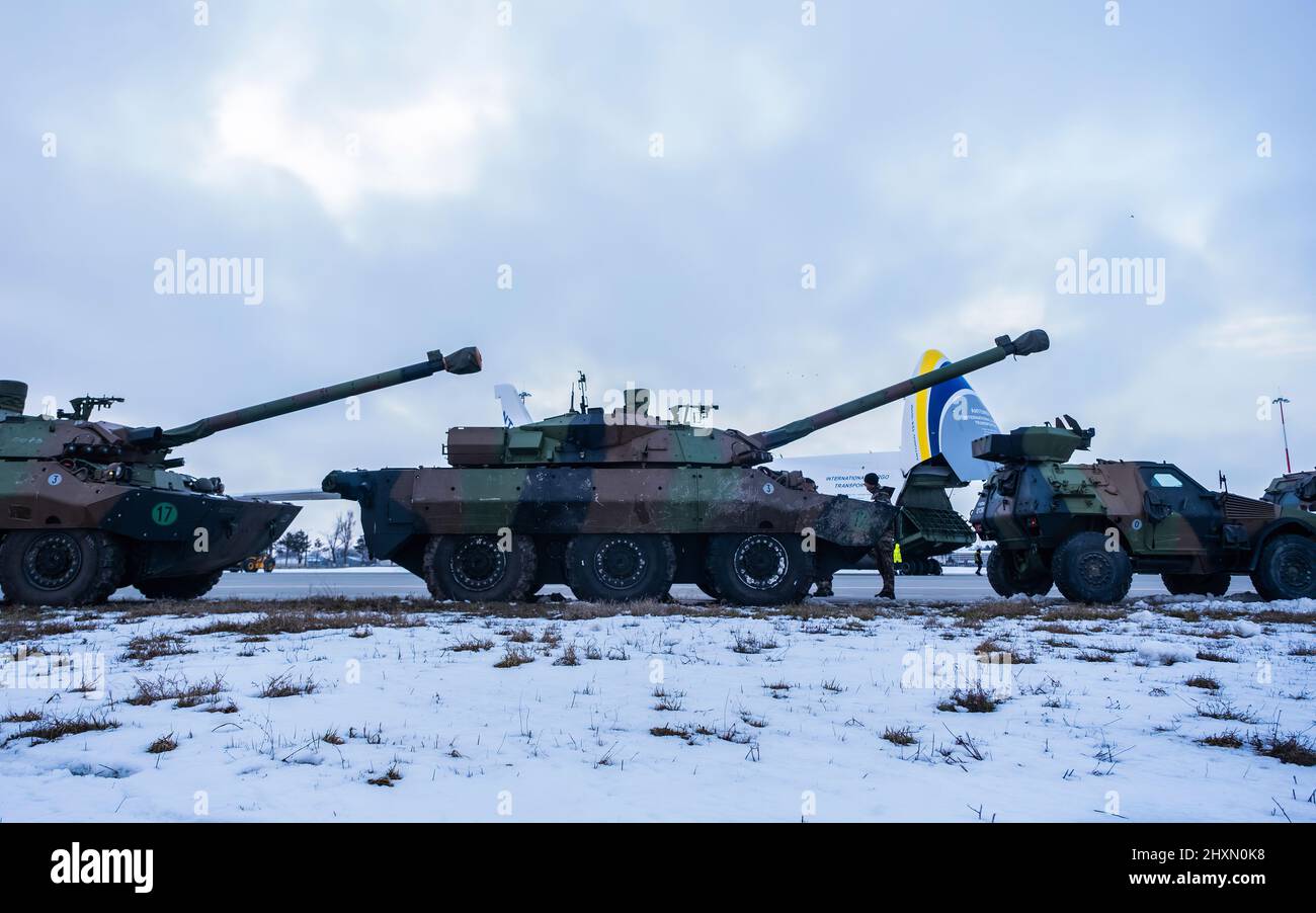 French armoured vehicles brought to Romania as part of the NATO ...